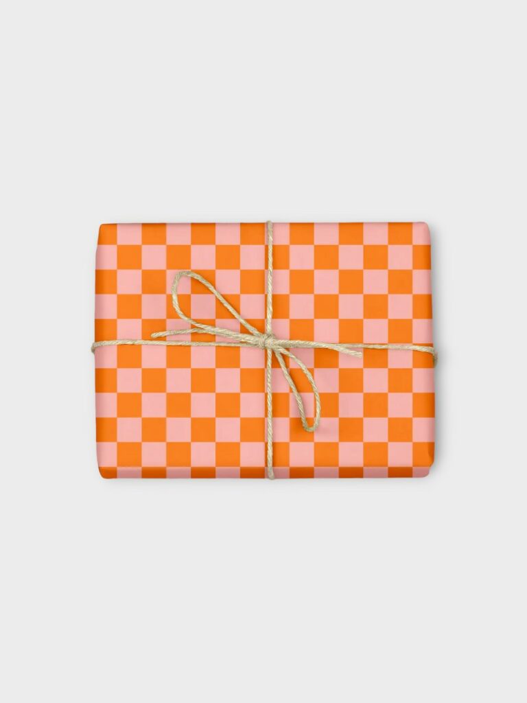 Mellow Works | Coral Checkerboard Wrapping Paper | Charm & Gusto ...